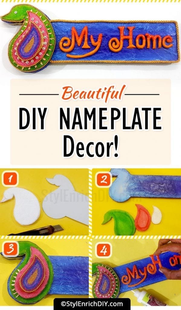 Beautiful DIY Nameplate Home Décor Using Recycled Cardboard! – CraftEnrich