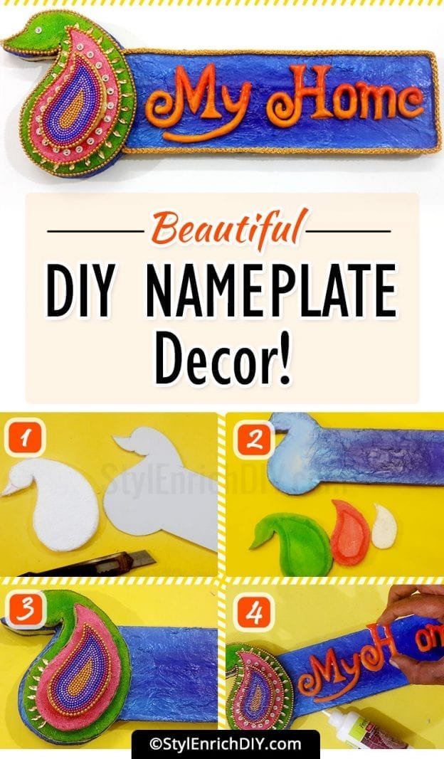 Beautiful DIY Nameplate Home Décor Using Recycled Cardboard! – CraftEnrich